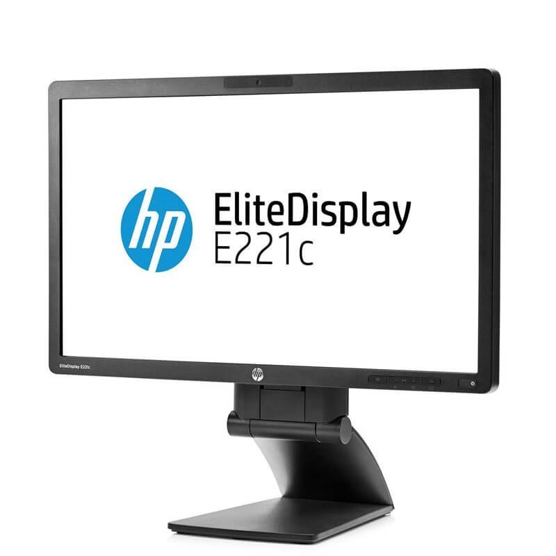 Monitoare LED Refurbished HP EliteDisplay E221c, IPS Full HD, Webcam