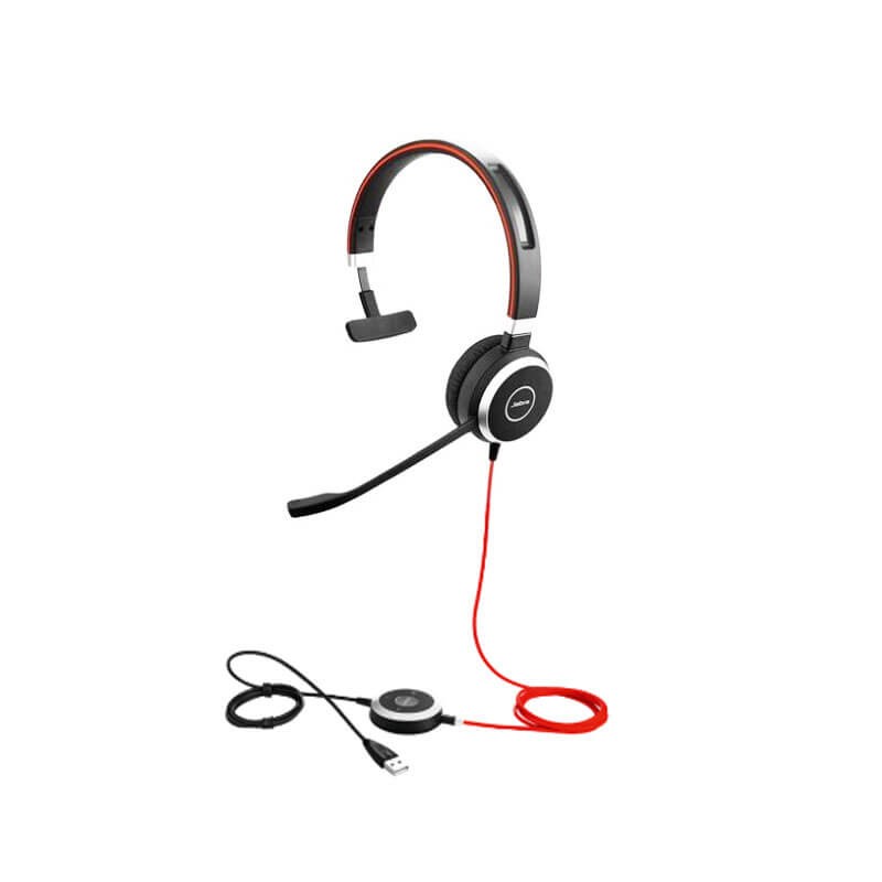 Casti Jabra Evolve 40 Mono, Negru/Rosu, Microfon + Adaptor USB Control ...